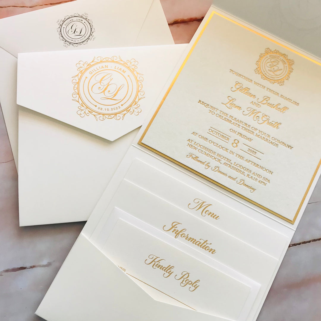 Elegant Ivory Wedding Invitations Lace Pocket With Ecru Elegant